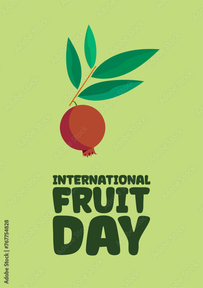 International fruit day vertical poster. Food vector illustration with ...