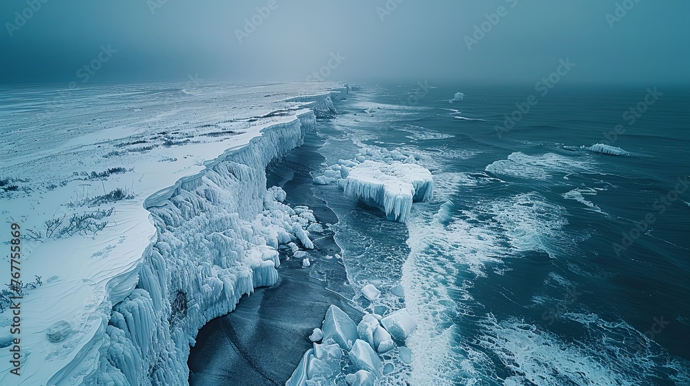 Stunning views of the huge ice formations that form the cliffs on the ...