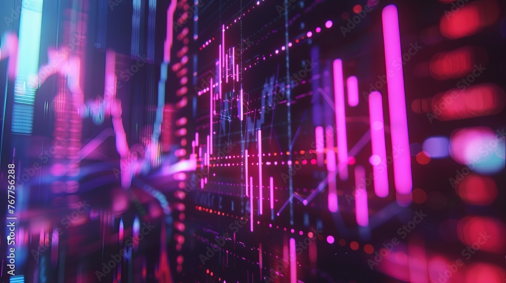 A digital background with static charts and graphs, an image with ...