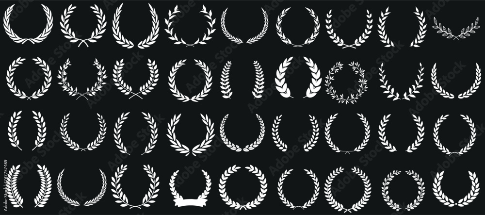 floral frame laurel wreath vector set Stock Vector | Adobe Stock