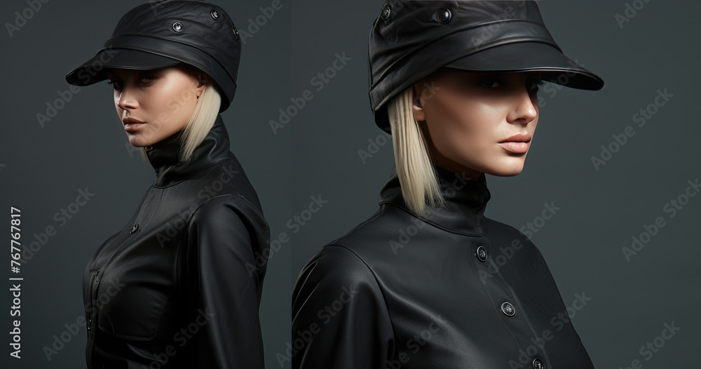 Young man / woman model, wear black baseball cap hat templates ...