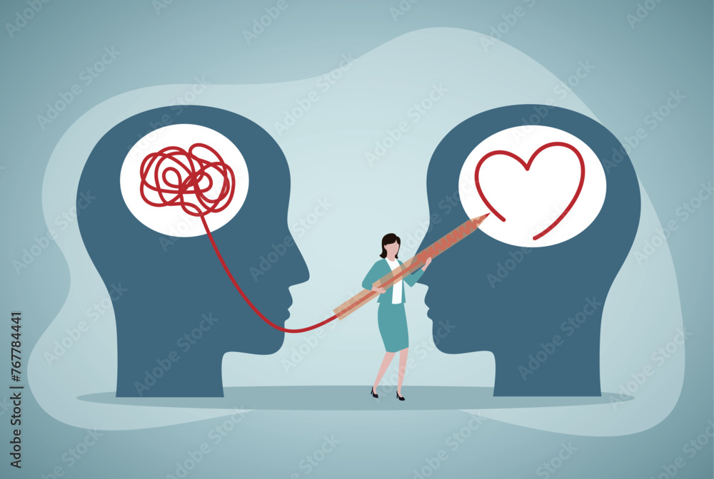 Mental health, Psychological counseling illustration. Woman character ...