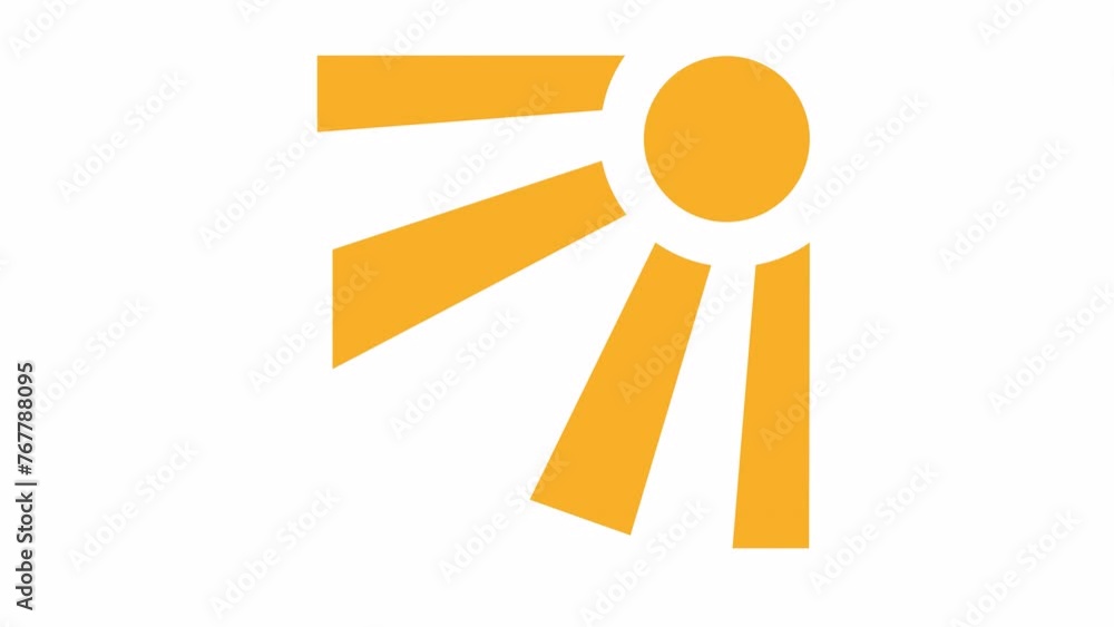 Hot summer sunlight 2D object animation. Brightly glowing sun. Light ...