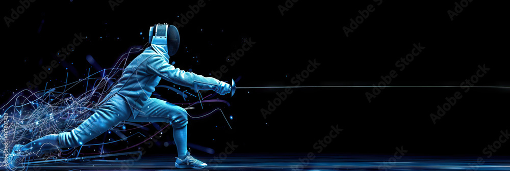 Fencing - Epee: A fencer lunging with an epee in a fencing bout Stock ...