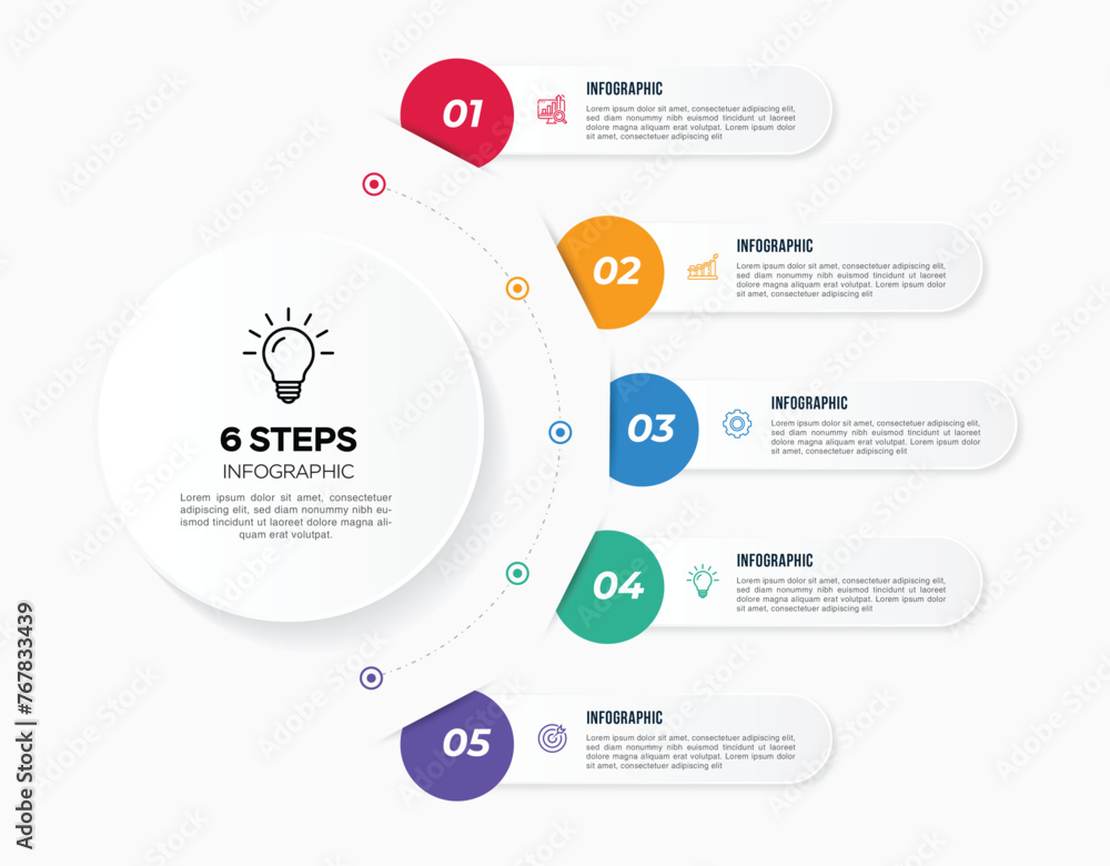 Vector infographic template design with 5 options or steps business ...
