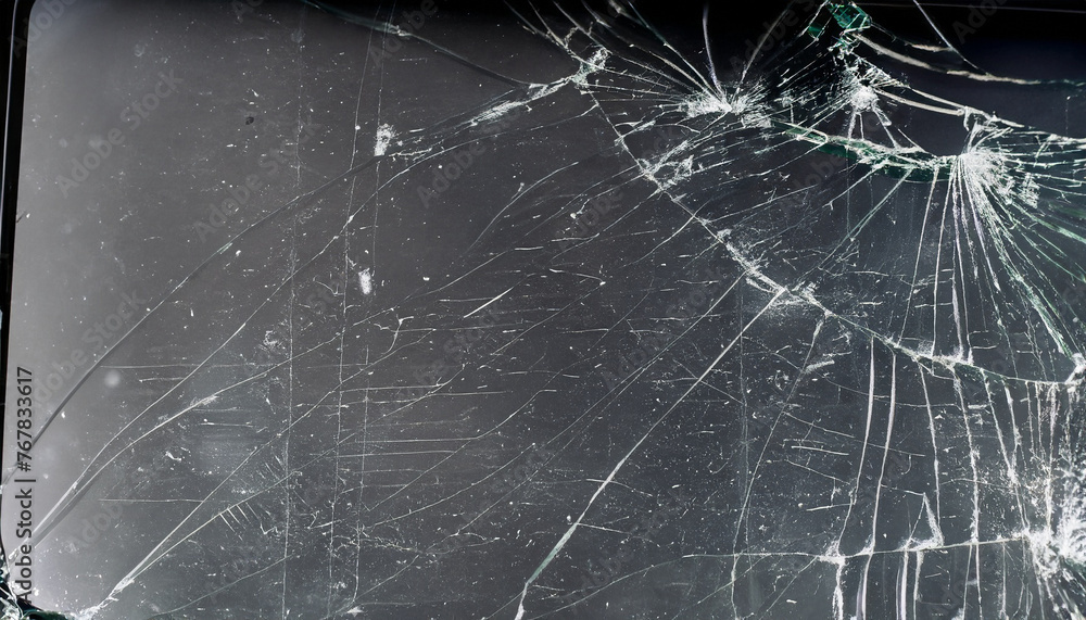 Broken glass overlay. Fractured display texture. Dark distorted crushed ...