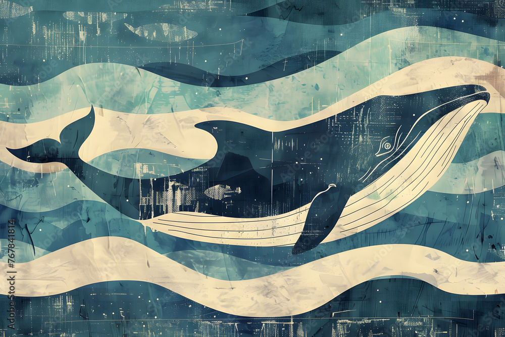 Imagine 2d Blue whale aesthetics minimalism Scandinavian nature ...