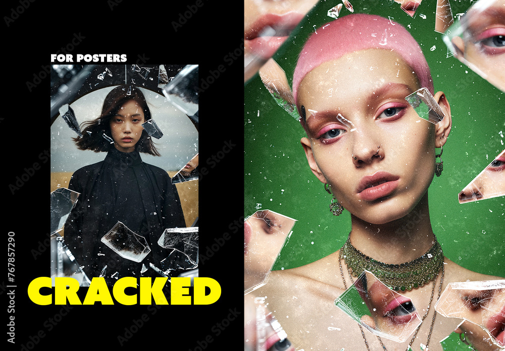 Shattered Glass Pieces Poster Photo Effect Mockup With Generative AI ...