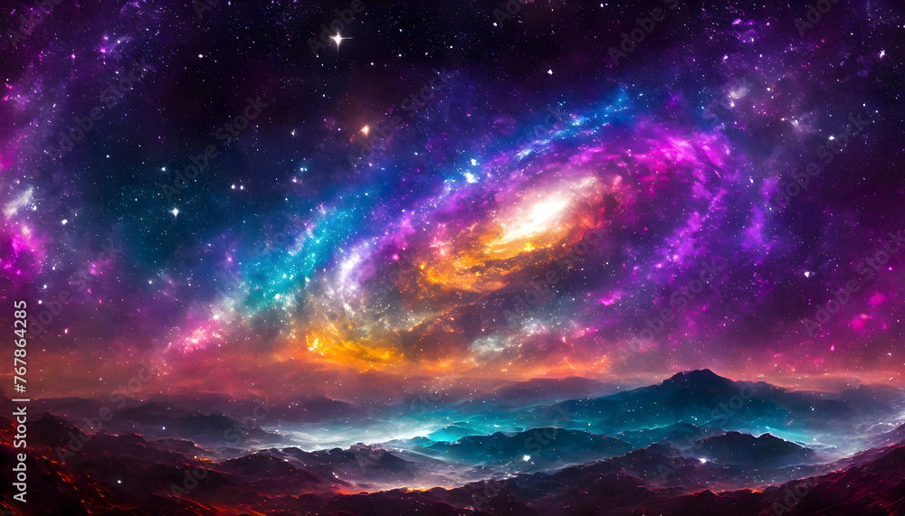 an expansive galaxy background wallpaper that stretches across the ...