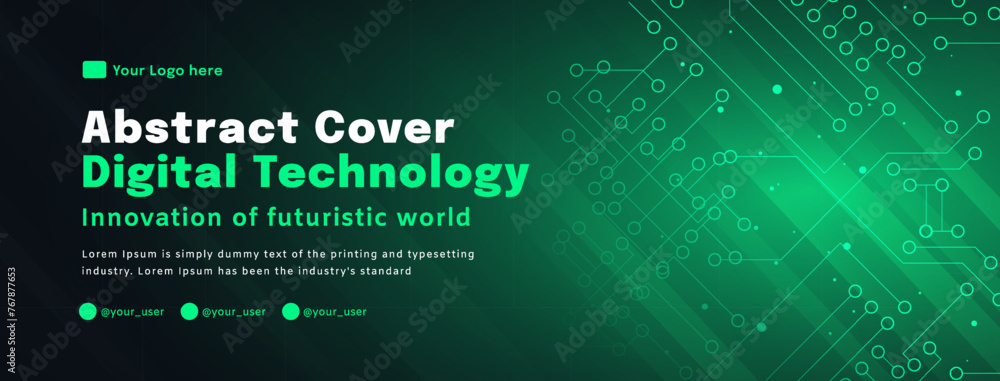 Digital technology poster cover speed connect dark green background ...