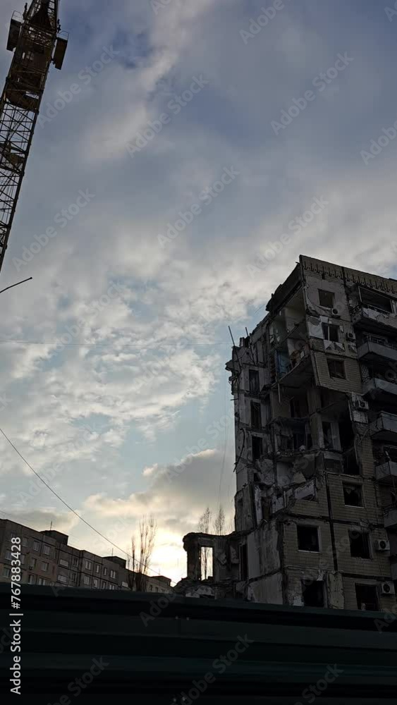 They began to dismantle parts of the building destroyed by the rocket ...
