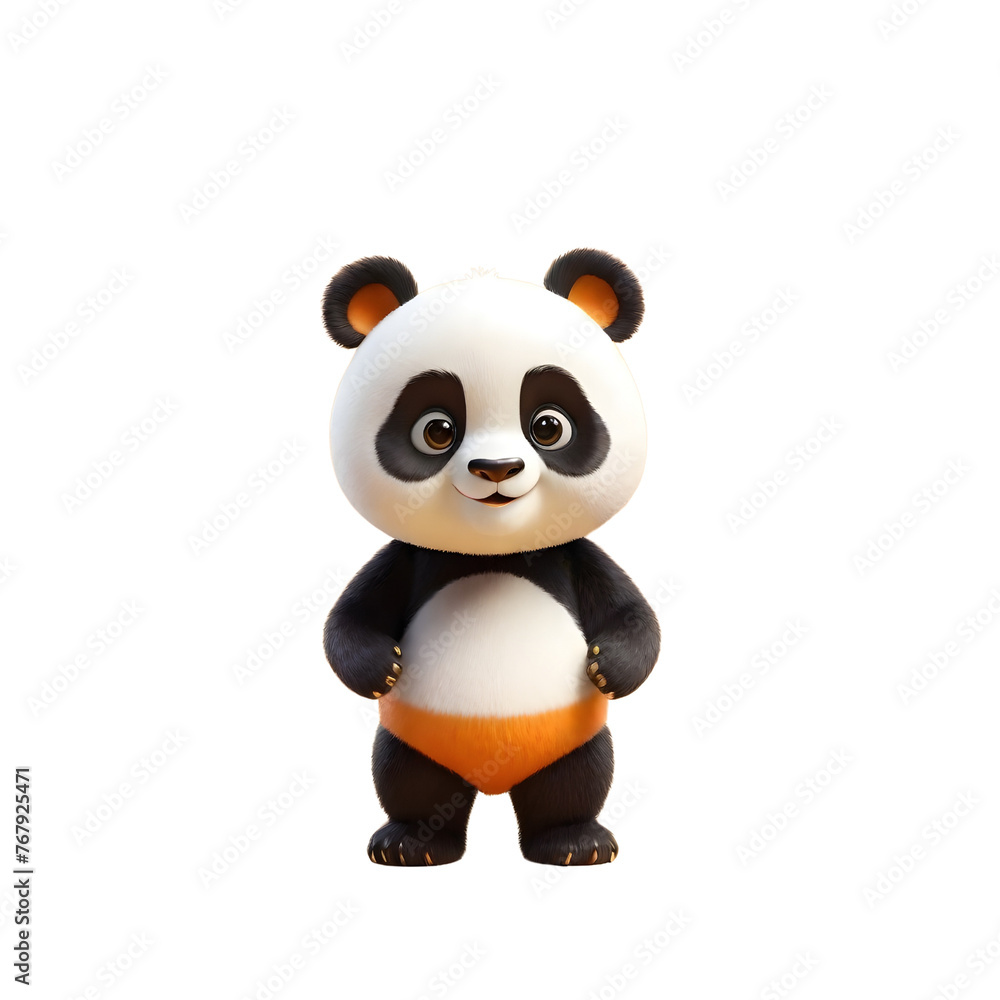 3d rendering of cartoon panda on Isolated transparent background png ...