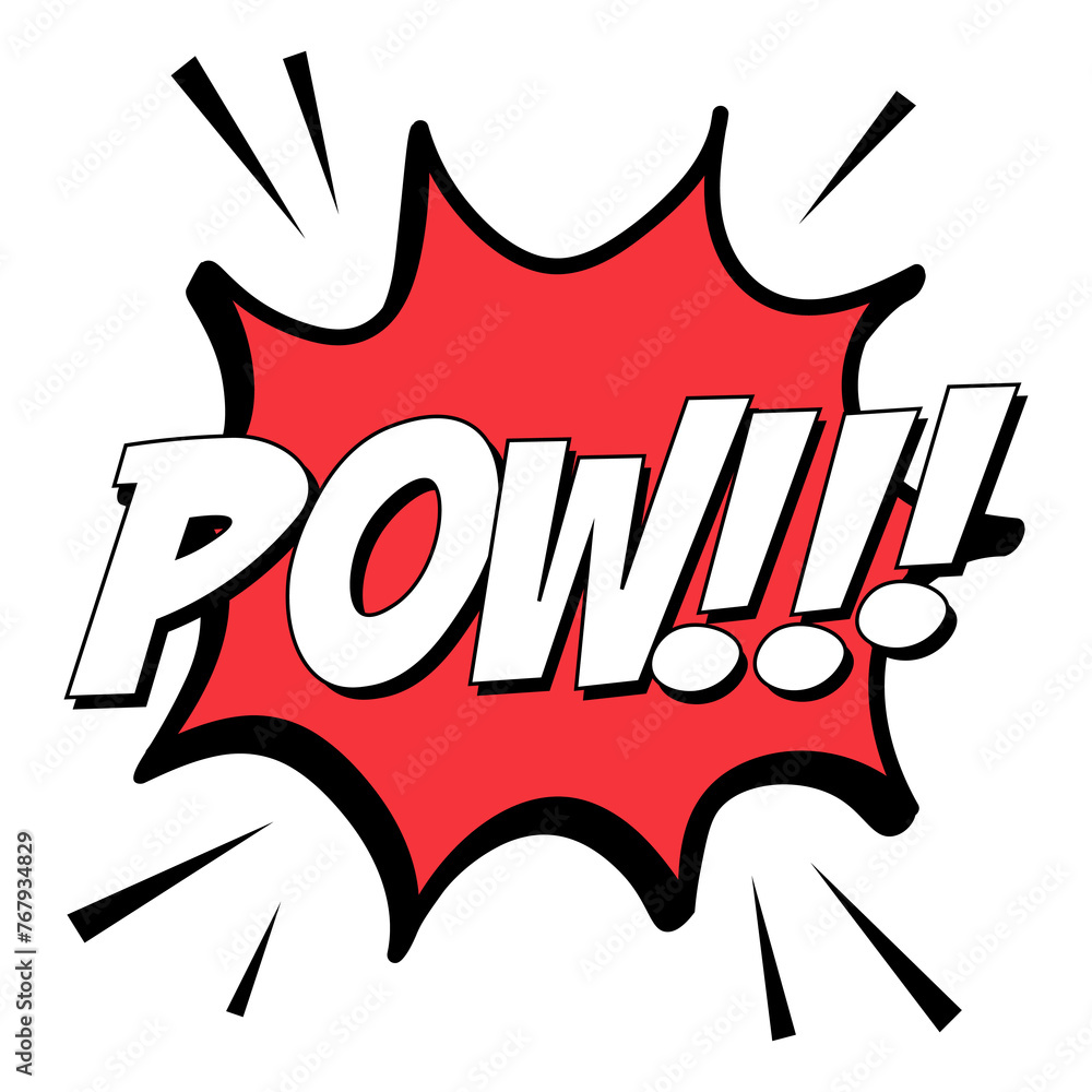 Sound of a red comic bubble making noise with the text "POW!!!" with ...