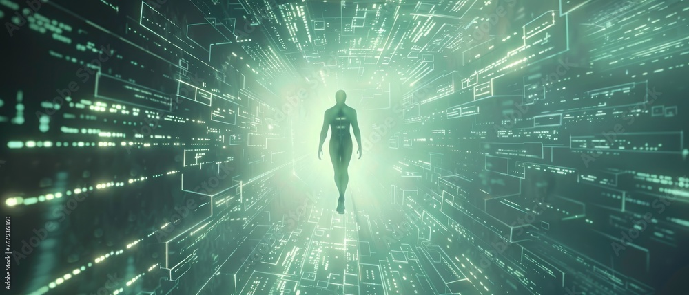 Quantum leap in AI development visualized as a leap across an abyss of ...