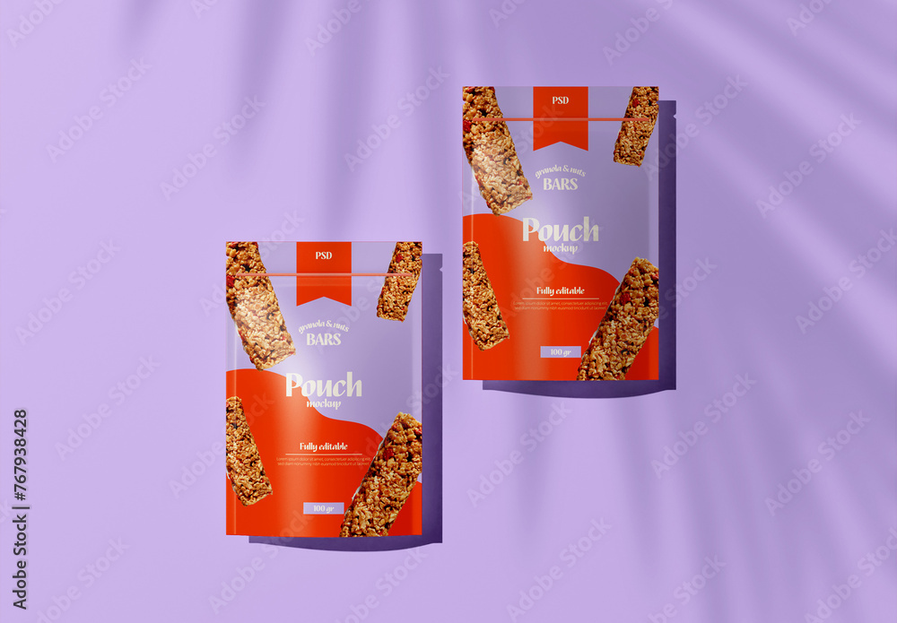 Top View of Two Zipper Pouches Mockup Stock Template | Adobe Stock