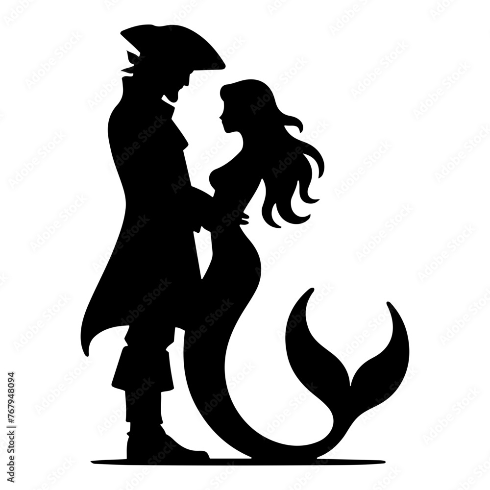 Mermaid and Pirate Vetctor, Mermaid and Pirate Clipart, Mermaid Vector ...