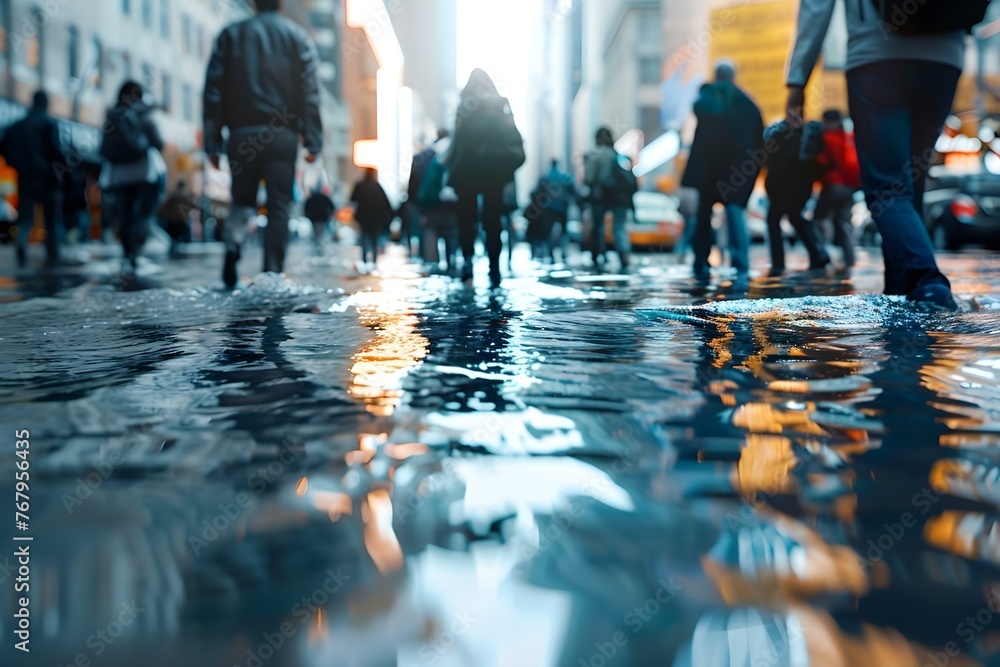 Coastal city flooded by rising waters people seeking higher ground ...