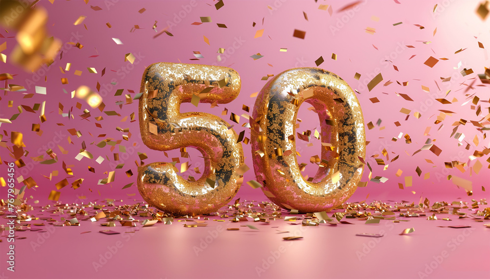 Number 50 gold numbers. Elegant Greeting celebration fifty years ...