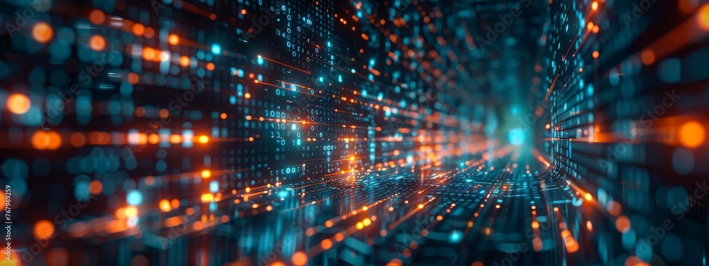 A futuristic visualization of a digital fortress encapsulating a ...