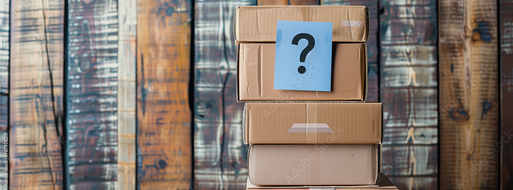 Mystery Boxes with Question Mark on Top of Cardboard Pile Stock ...