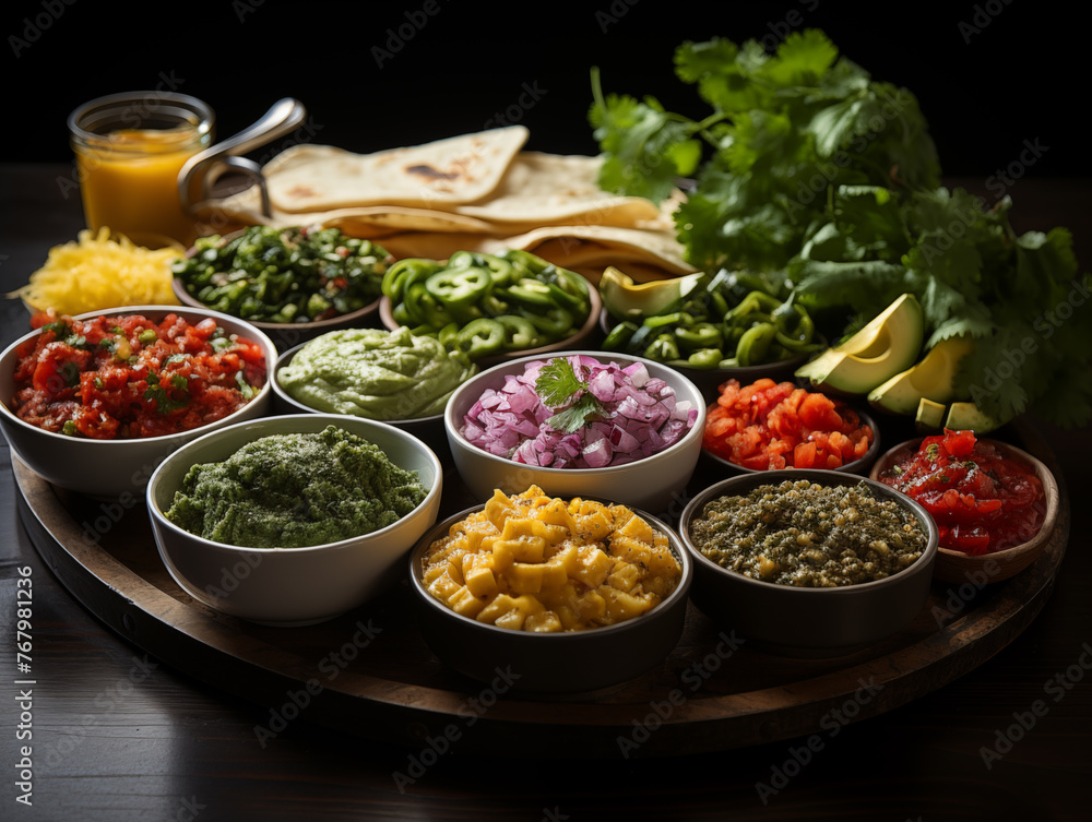 vibrant array of toppings - from creamy guacamole to zesty salsa fresca ...