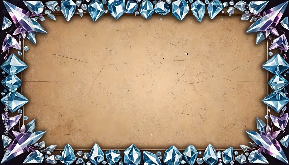 shiny crystals border on worn paper, landscape format Stock ...