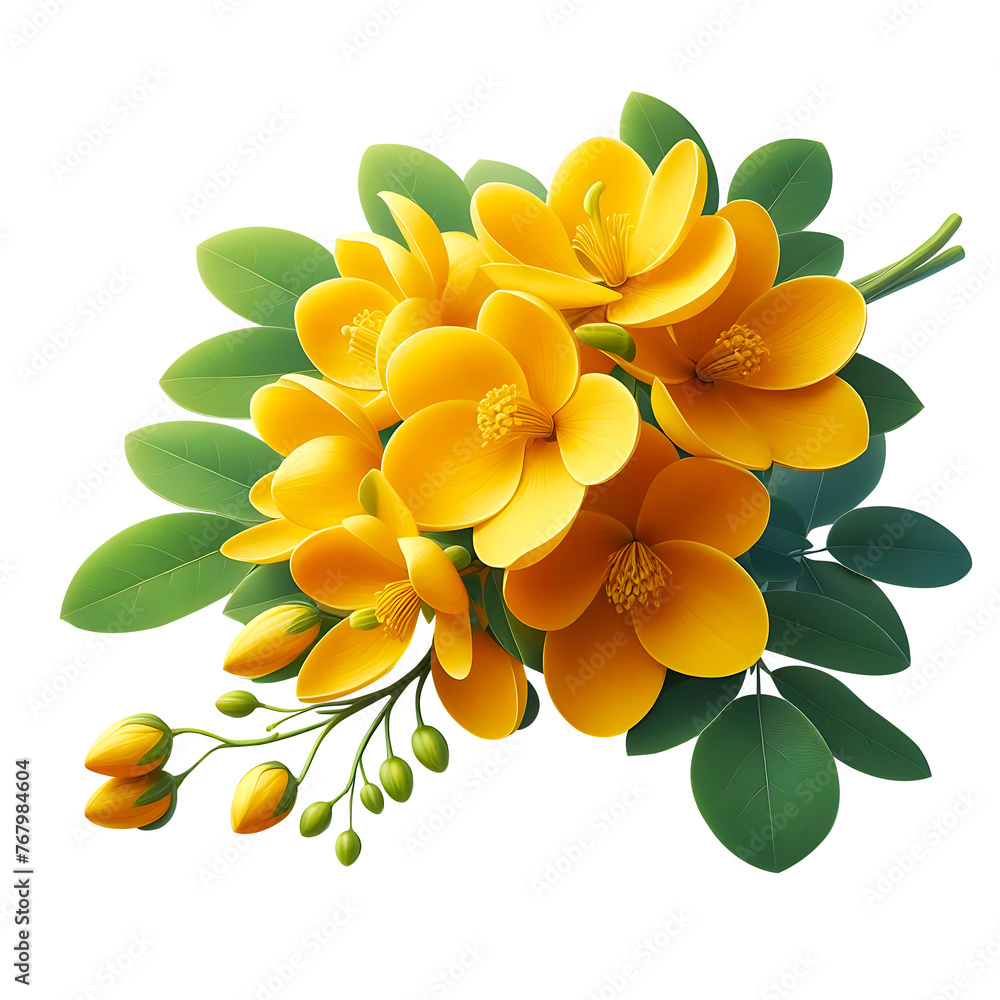Cassia fistula, Kani Konna flower illustration without background PNG ...