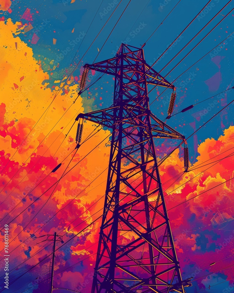 Electricity Pylon, Wires and Insulators, Substation Equipment ...