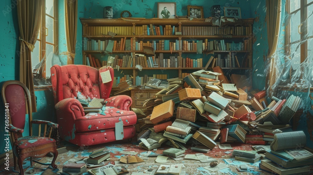 Depict inanimate objects as if they are caught in a dance, with items ...