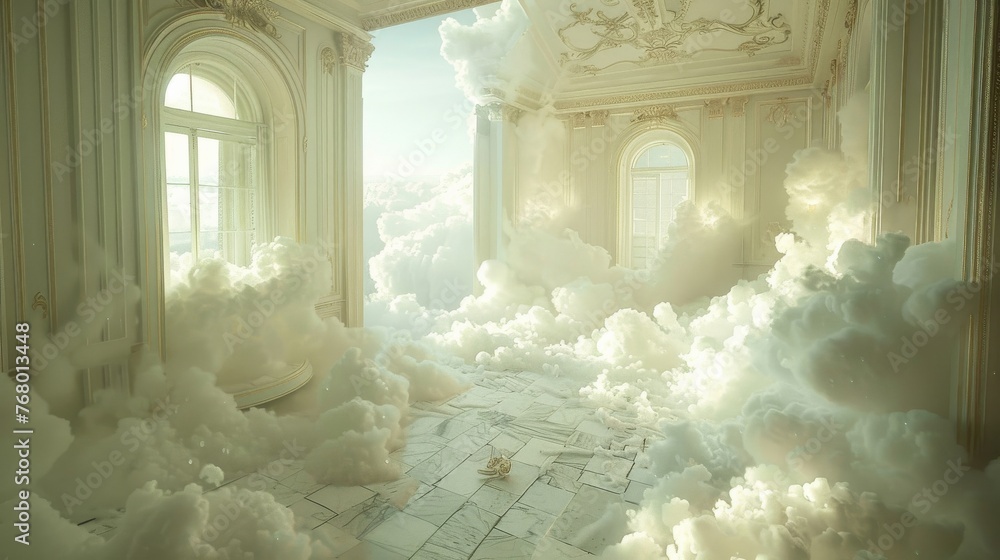 Design an image that captures the essence of a dream sequence, where ...