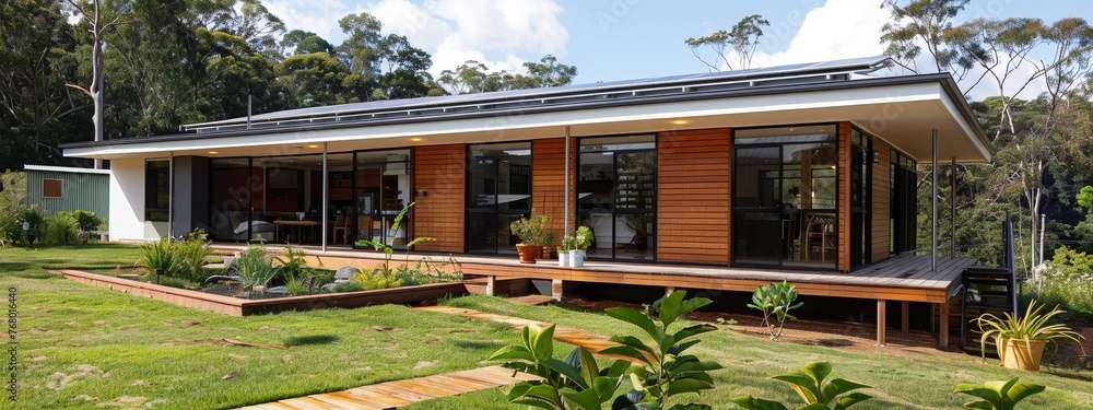 Eco-friendly prefab homes designed with 60s mod aesthetics, featuring ...