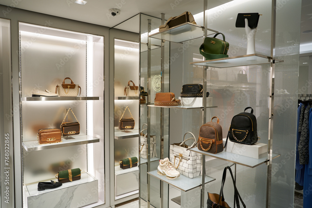 HONG KONG, CHINA - DECEMBER 05, 2023: interior shot of Michael Kors ...