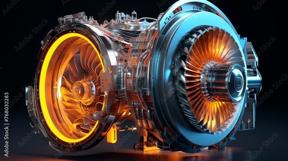 Futuristic industrial gas turbine engine. Engineering equipment Stock ...