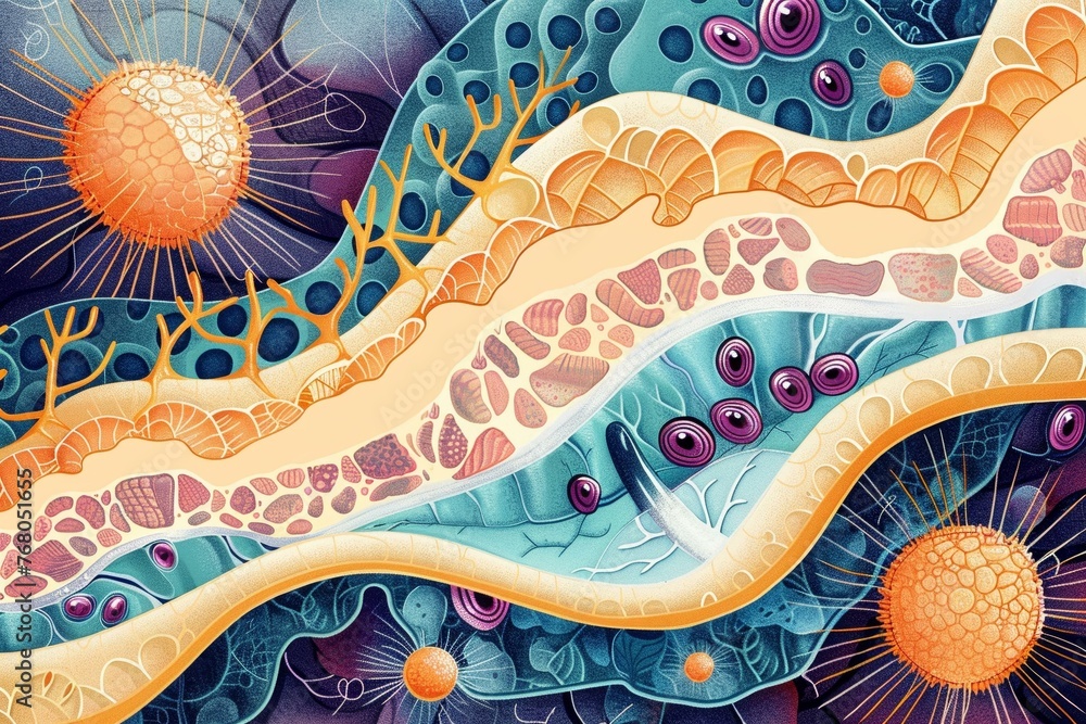 A diagrammatic illustration of the skin as a barrier, with a detailed ...