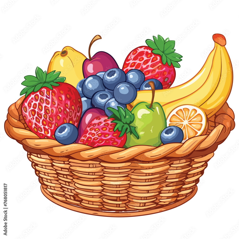 Fruit Basket Clipart clipart isolated on white background Stock Vector ...