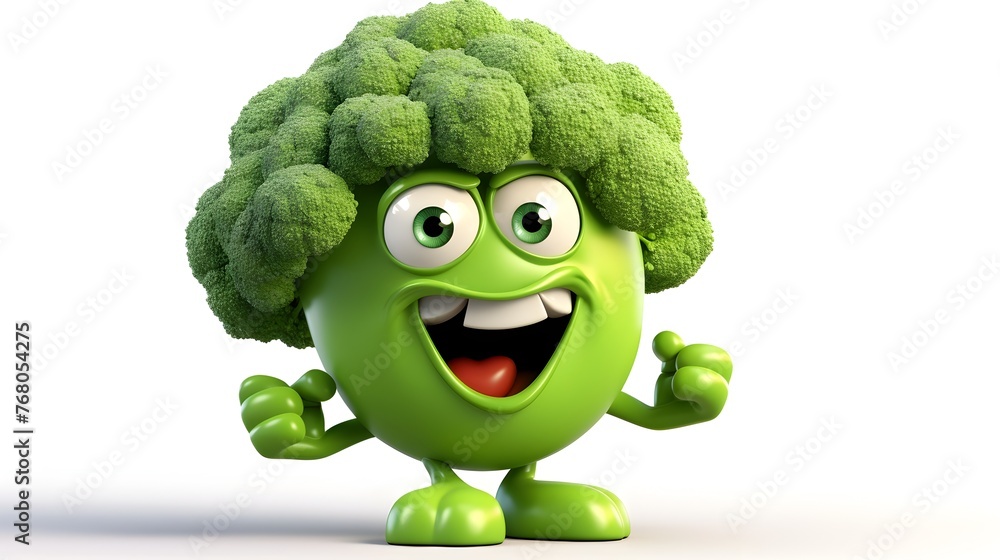 Confident broccoli character with a strong pose - A 3D rendered ...
