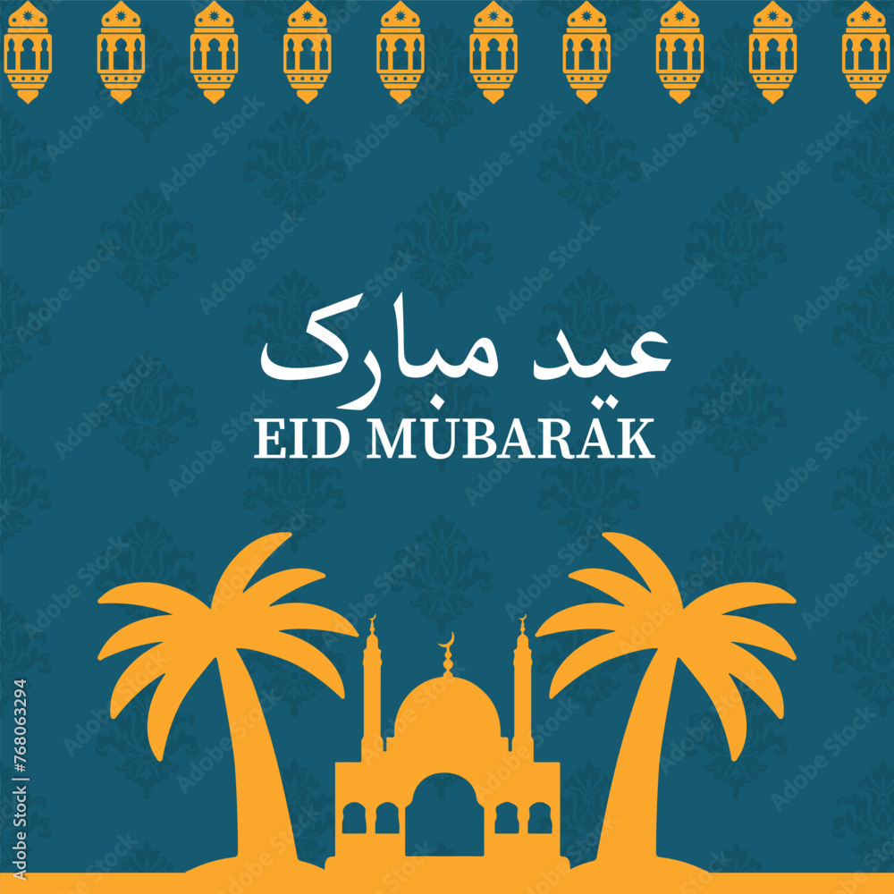 Green Eid Greeting Card Eid ul fitr Social Media Post Design - Eid ...