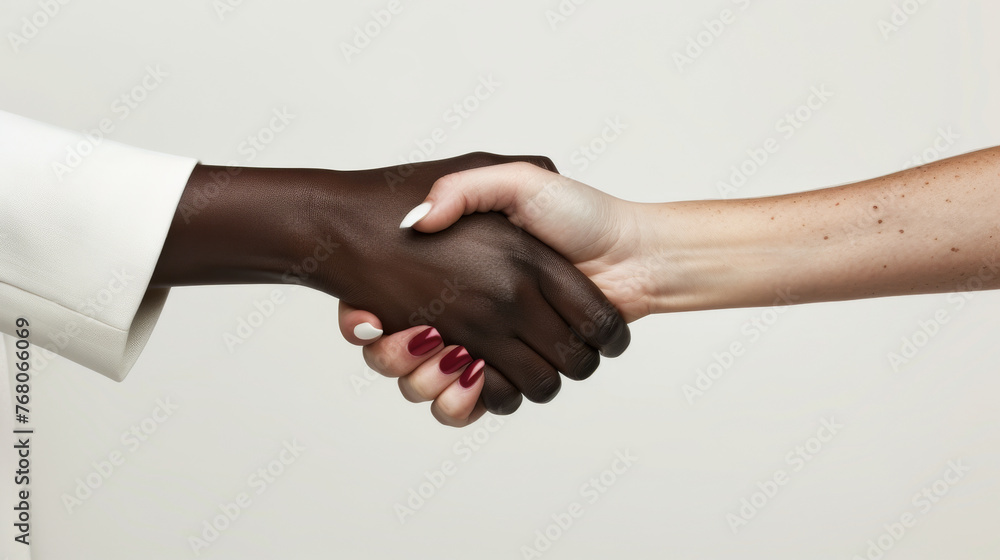 Diverse Hands United in a Firm Handshake, Close-up of a handshake ...