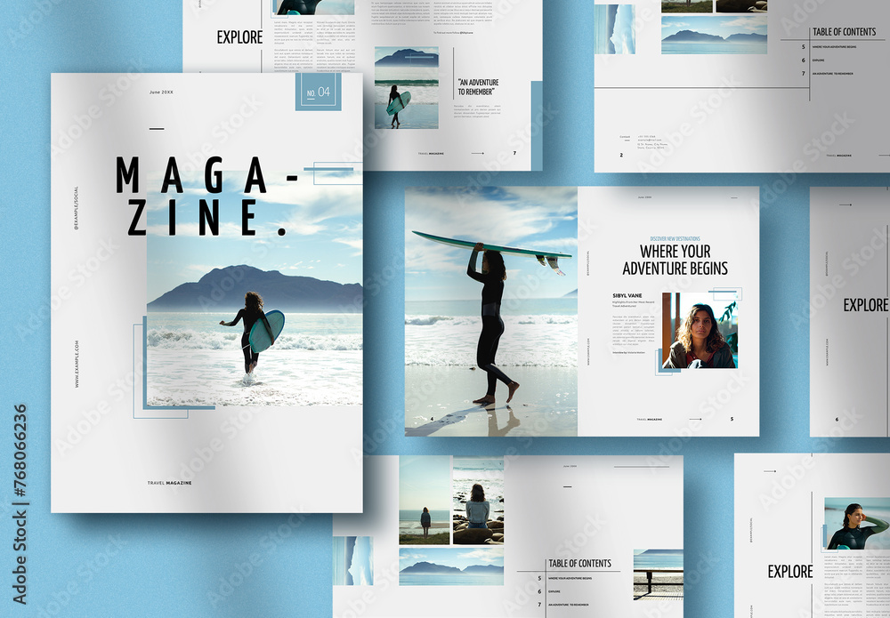Minimal and Modern Magazine Layout Stock Template | Adobe Stock