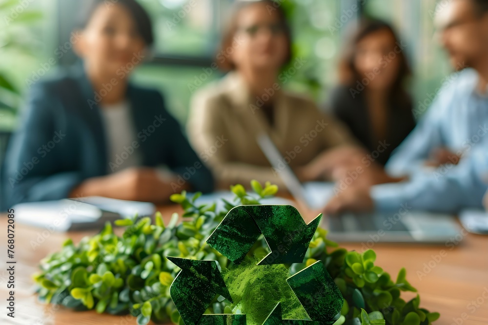 Expert presenting sustainable development plan to colleagues ...