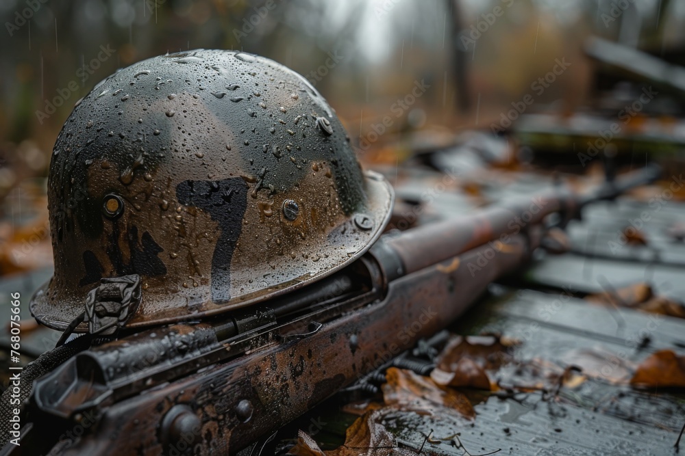 Remembering their sacrifice: The sight of the rifle and helmet reminds ...