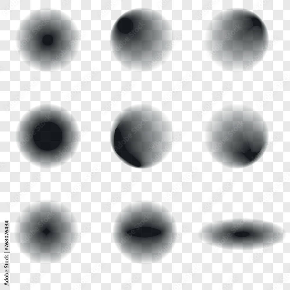 Realistic oval shadows on a transparent background. Vector shadows. Shadow with soft edges ...