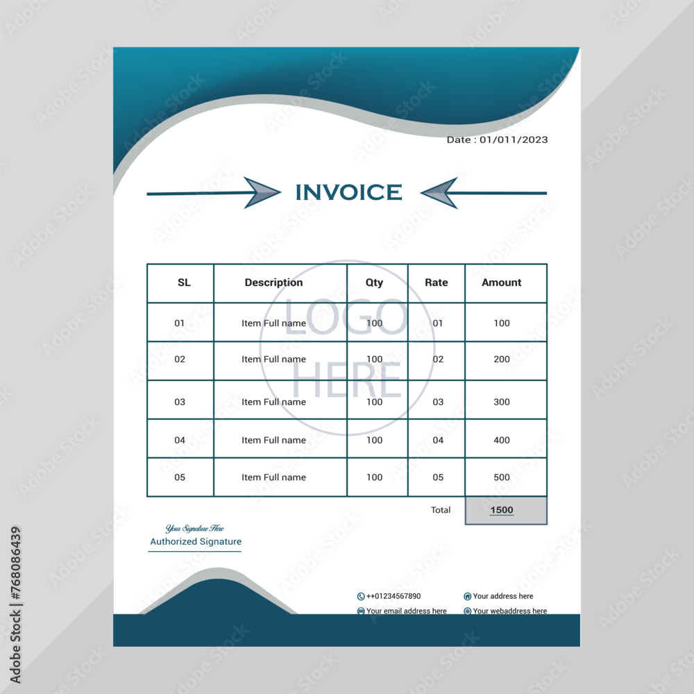 Printable Invoice Layout , Business Invoice Layout , New Style Business ...