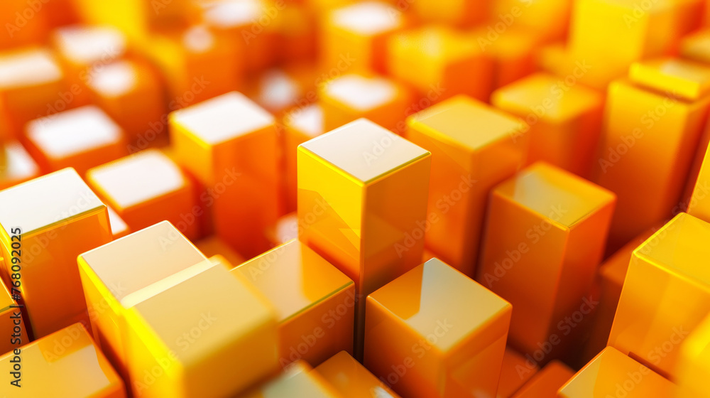Vivid yellow and orange 3D blocks forming a dynamic abstract background Stock Illustration ...
