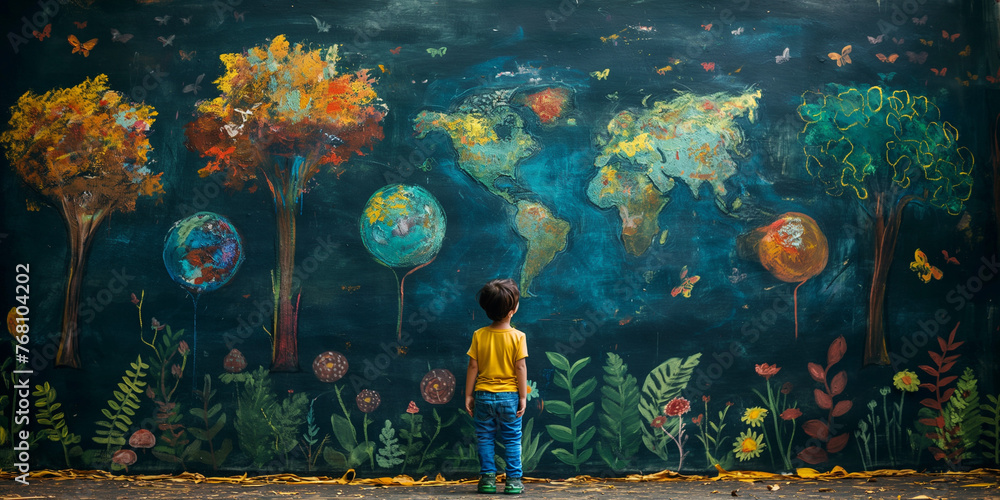 child, world map, blackboard, education, geography, learning, global ...