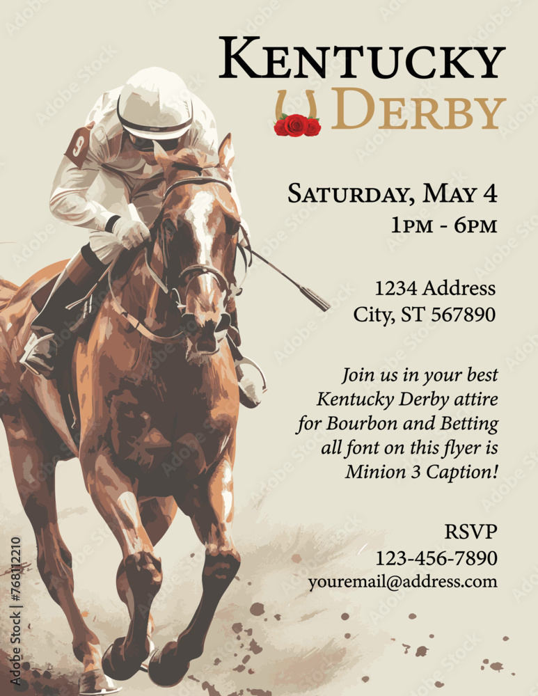 Kentucky Derby Party Event Jockey Invitation Flyer Poster Stock Vector ...