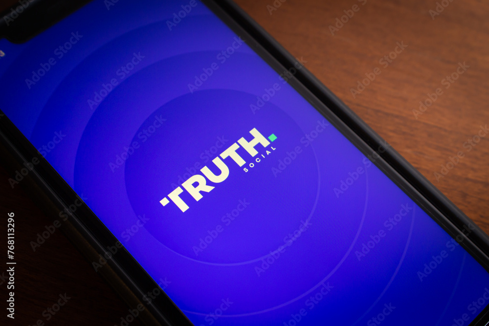 Vancouver, CANADA - Mar 25 2024 : Truth Social app seen in an iPhone ...