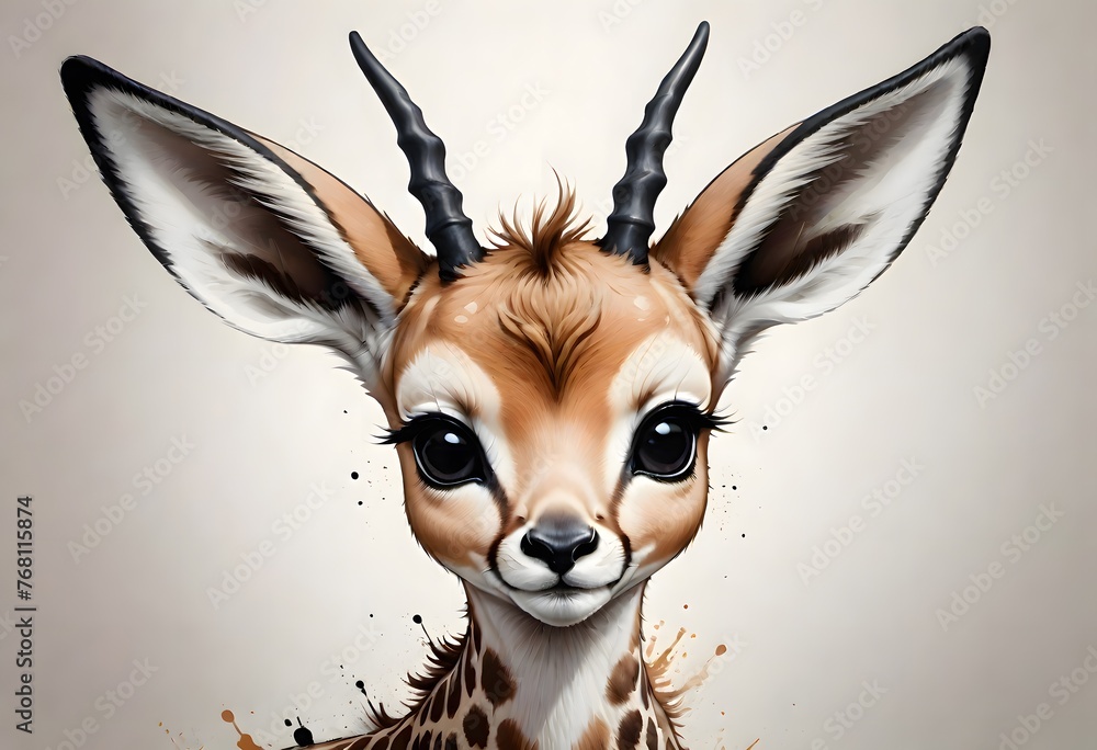 Cute Gazelle with Large Eyes and Prominent Ears in Artistic Portrait ...