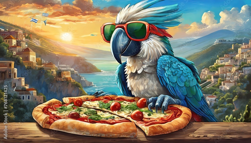cat eating pizza, parrot eating pizza, animals eating pizza, hawaiian ...