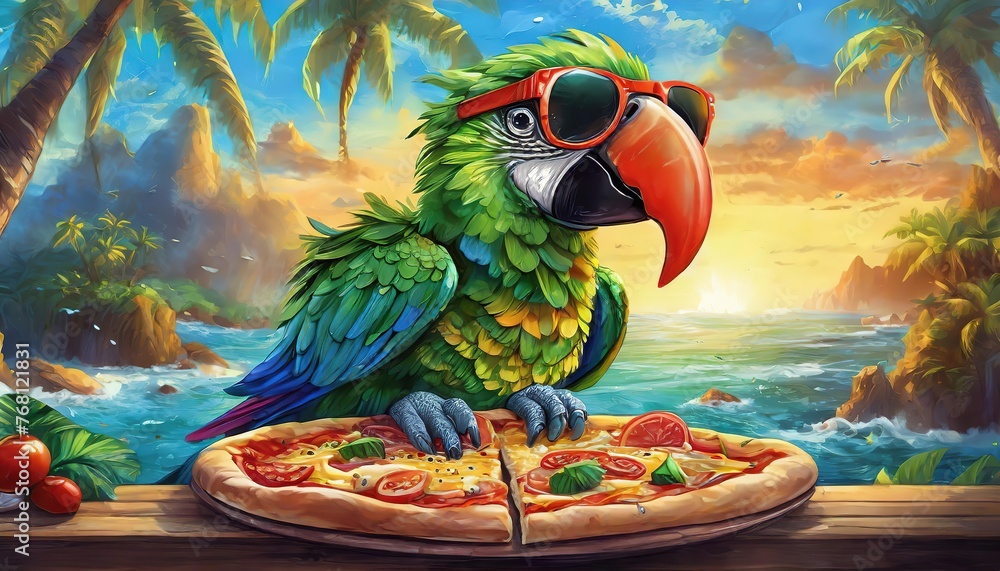 cat eating pizza, parrot eating pizza, animals eating pizza, hawaiian ...